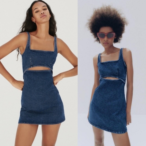 Zara | Dresses | Nwt Zara Denim Mini Cut Out Dress | Poshmark
